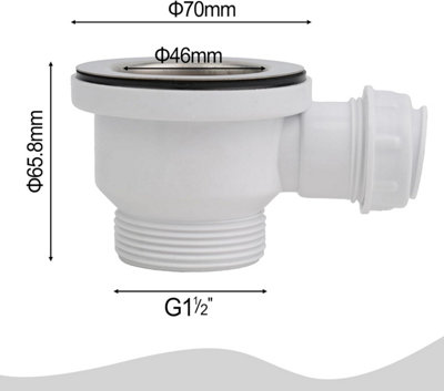 SINK WASTE, STAINLESS STEEL 70MM PP FLANGE FITS SINK MINI BASKET ...
