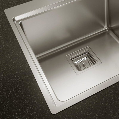Sinkoro 1.0 Bowl Kitchen Sink Stainless Steel Square Inset Right ...