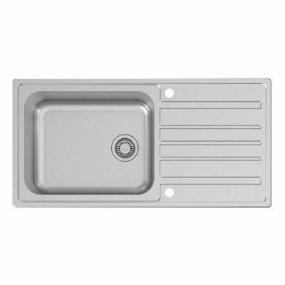 Sinkoro 1 Bowl Kitchen Sink Large Deep Inset Reversible Drainer Waste ...