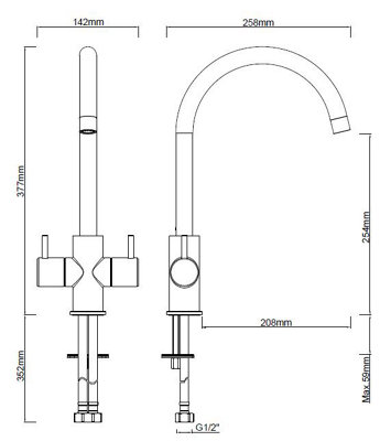 Sinkoro Kitchen Mixer Tap Dual Lever Modern Mono Curved Swivel Swan ...