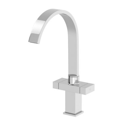Sinkoro Modern Mono Kitchen Mixer Tap Square Swivel Spout Twin Controls ...