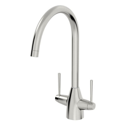 Sinkoro Modern Mono Kitchen Sink Mixer Tap Brushed Nickel Twin Lever ...