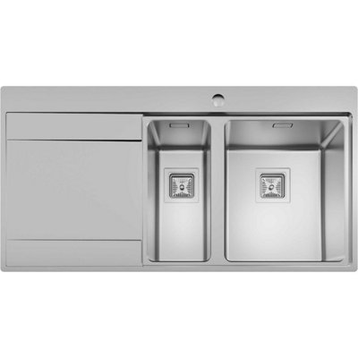 Sinkoro Stainless Steel Kitchen Sink 1.5 Bowl LH Drainer Modern Inset ...