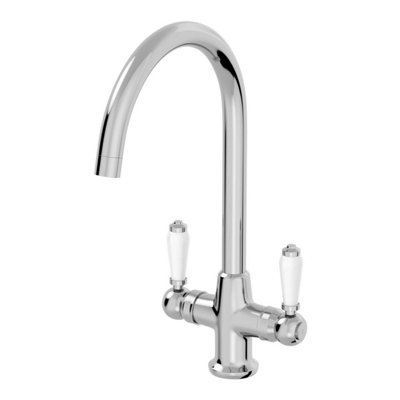 Sinkoro Traditional Mono Kitchen Sink Mixer Tap Twin Lever Handles ...