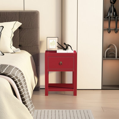 Sino 1 Drawer Red Bedside Table