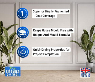 SIRAMICO COATINGS Anti Mould Paint Ultra, 500ml Brilliant White Matt ...