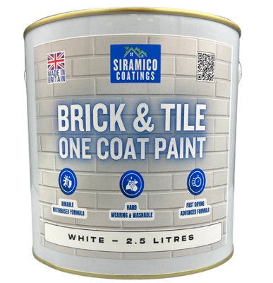 Siramico Coatings Brick & Tile Paint - Matt White - 2.5 Litres | DIY at B&Q