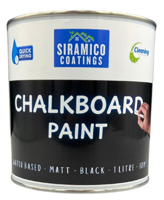 SIRAMICO COATINGS ChalkBoard Paint Black - 1 Litre - Waterbased, Non ...