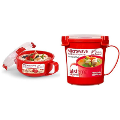 Sistema 656ml Soup Mug & 850ml Breakfast Bowl - Microwave Safe BPA-Free ...