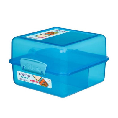 Sistema Lunch Cube 1.4L - Blue, Dual-Compartment Lunch Box with Divider ...