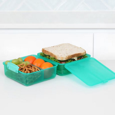 Sistema Lunch Cube 1.4L - Turquoise, Dual-Compartment Lunch Box with ...