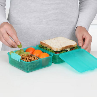 Sistema Lunch Cube 1.4L - Turquoise, Dual-Compartment Lunch Box with ...