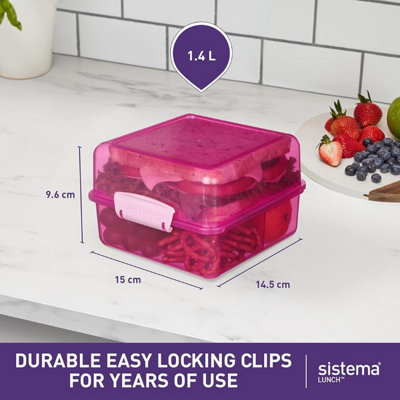 Sistema Lunch Cube 1.4L - Turquoise, Dual-Compartment Lunch Box with ...