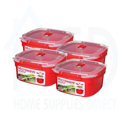 Sistema Microwave Large Steamer Container 3.2L (4 Pack) - BPA-Free Plastic