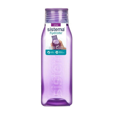 Sistema Purple Square Bottle 475ml - BPA-Free Plastic, Leak-Proof ...