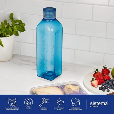 Sistema Square Bottle 1L (6 Pack: 2 Blue, 2 Turquoise, 2 Purple) - BPA ...