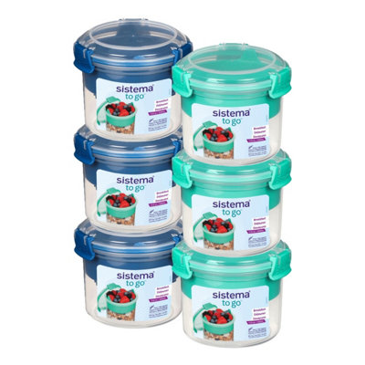 Sistema TO GO Breakfast Bowl 530ml - 6-Pack (3 Turquoise, 3 Blue) with ...