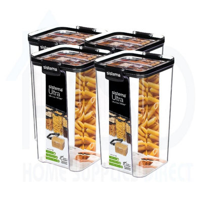 Sistema Ultra Square 1.3L Food Container (4 Pack) - BPA-Free Plastic ...