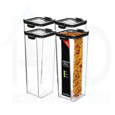 Sistema Ultra Square 1.9L Food Container (4 Pack) - BPA-Free Plastic ...