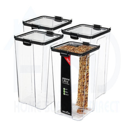 Sistema Ultra Square 4L Food Container (4 Pack) - BPA-Free, Leak-Proof ...