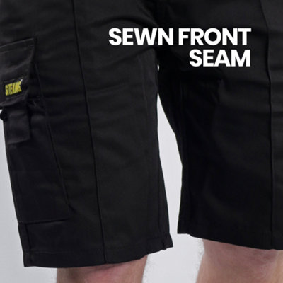 Site King Mens Black Combat Cargo Work Shorts (W32)