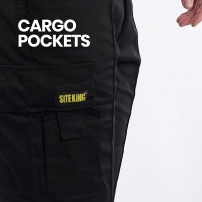 Site King Mens Black Combat Cargo Work Shorts (W44)