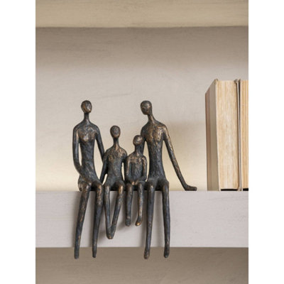 Sitting Family of Four Shelf Sculpture - Stone/Polyresin - L11 x W23.2 ...
