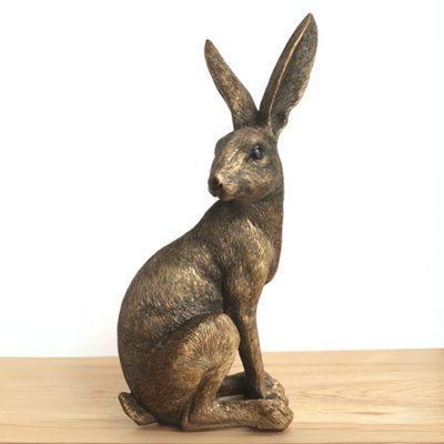 Sitting hare figurine from the Leonardo Reflections Bronzed range, gift ...