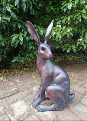 Sitting Hare Garden Sculpture Cast in Aluminium