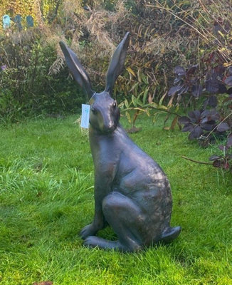 Sitting Hare Garden Sculpture Cast in Aluminium