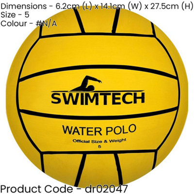 Size 5 Official Premium Rubber Water Polo Ball - Rough Wet Grip Yellow ...
