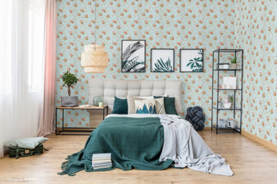 SK Filson Duck Egg Floral Wallpaper