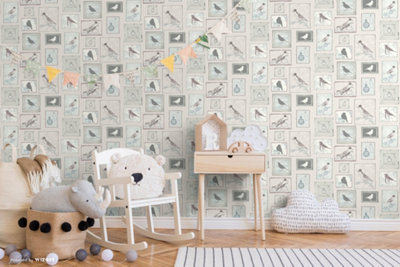 SK Filson Lilac Framed Birds Wallpaper