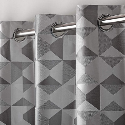 Skandi Geometric Jacquard Fully Lined Eyelet Curtains