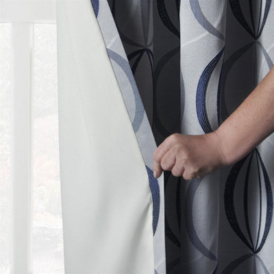 Skandi Geometric Jacquard Fully Lined Eyelet Curtains