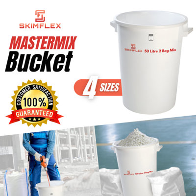 Skimflex 100L Mixing Bucket Heavy Duty Plastic Builders Tub for Plaster ...