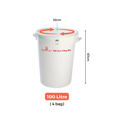 Skimflex 100L Mixing Bucket Heavy Duty Plastic Builders Tub for Plaster ...
