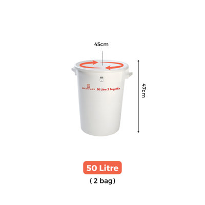 Skimflex 50L Mixing Bucket Heavy Duty Plastic Builders Tub for Plaster ...
