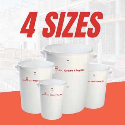 Skimflex 50L Mixing Bucket Heavy Duty Plastic Builders Tub for Plaster ...