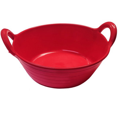 Skip feed bucket feeder in red integrated handles flexible rubber pet ...