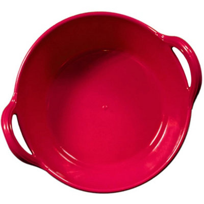 Skip feed bucket feeder in red integrated handles flexible rubber pet ...