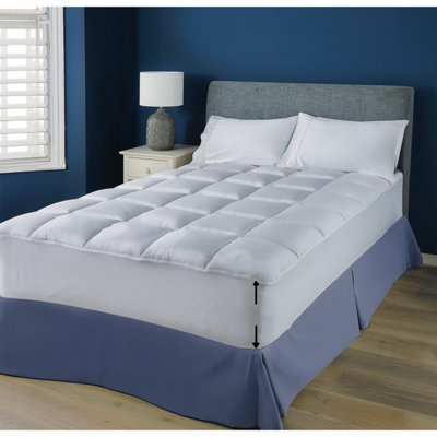 Skirted Hypoallergenic Mattress Topper with Bounce Back Fill Fits ...