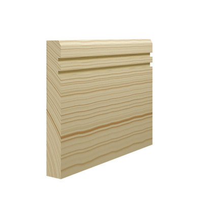 Skirting World Grooved 2 Chamfered Pine Skirting Board - 69mm x 21mm x ...