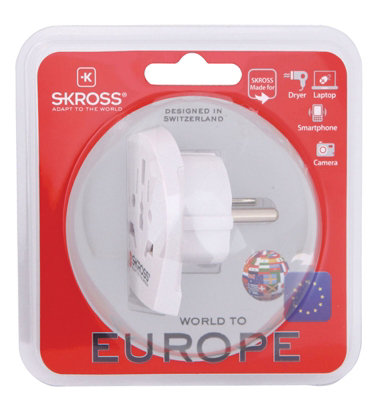 Skross Mains Plug Worldwide Travel Adapter to EU Europe European Schuko