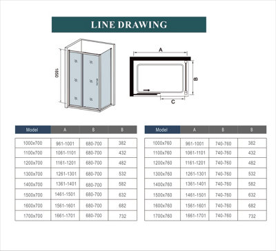 SKY Bathroom 1000x760x30mm Sliding Shower Enclosure Door Glass Screen ...
