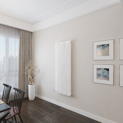 SKY Bathroom 3 Column Cast Iron 1500x560mm Vertical White Radiator