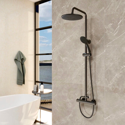 SKY Bathroom 3-spray pattern Matte Black Thermostatic Shower kit | DIY ...