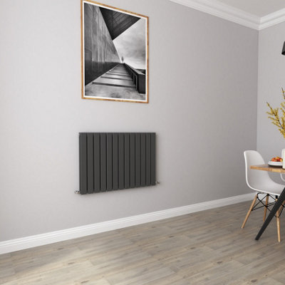 SKY BATHROOM 600x884mm Double Anthracite High Heat Output Flat Panel ...