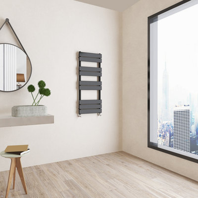 Sky Bathroom Black 1000x450mm Towel Rail Heating Radiator With Angled ...