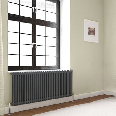 SKY BATHROOM Cast Iron 2 Column Radiator 600x1460mm Anthracite High ...